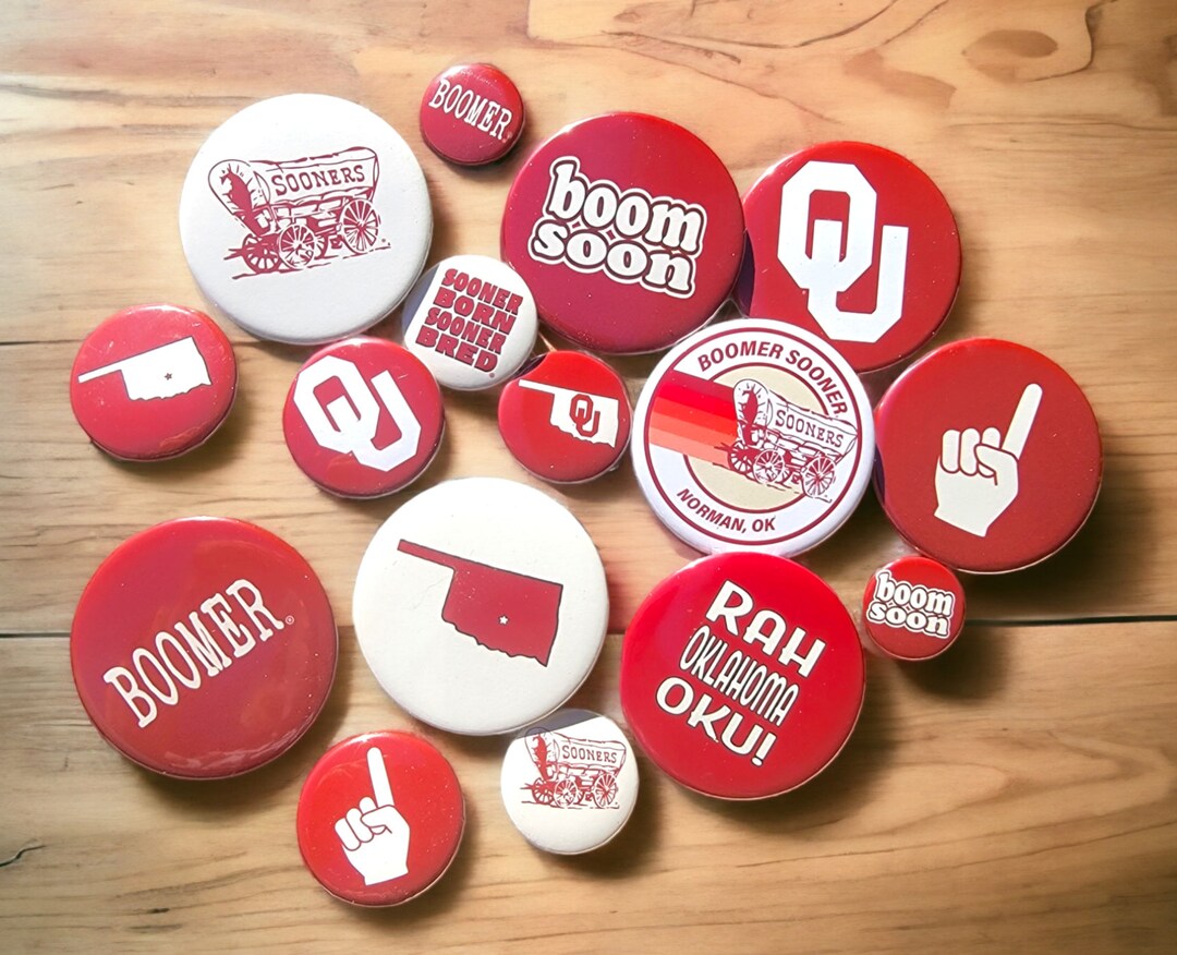 OU Sooners Pinback Buttons - Officially Licensed - Boomer Sooner | Go ...