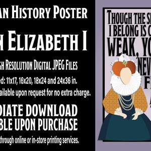 DIGITAL DOWNLOAD | Queen Elizabeth I Poster | European History Poster ...