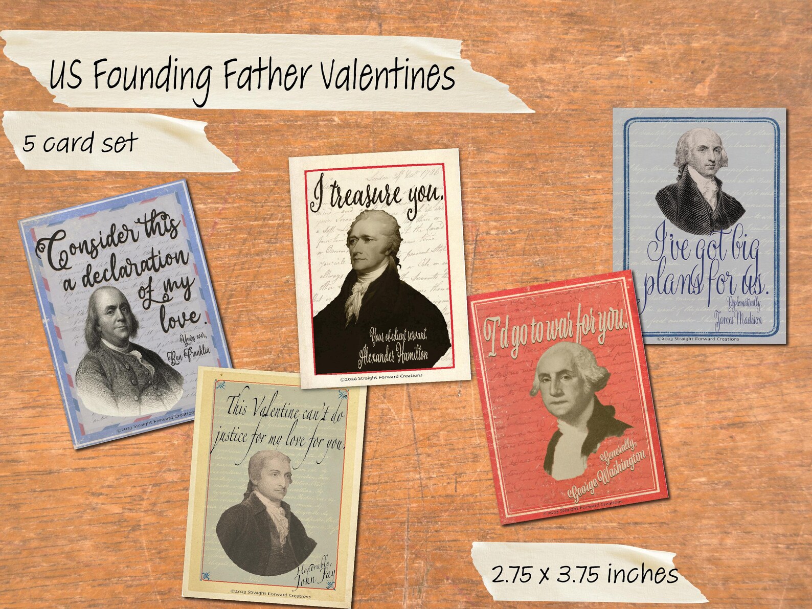 DIGITAL DOWNLOAD - Printable -US Founding Fathers Valentines | Us ...