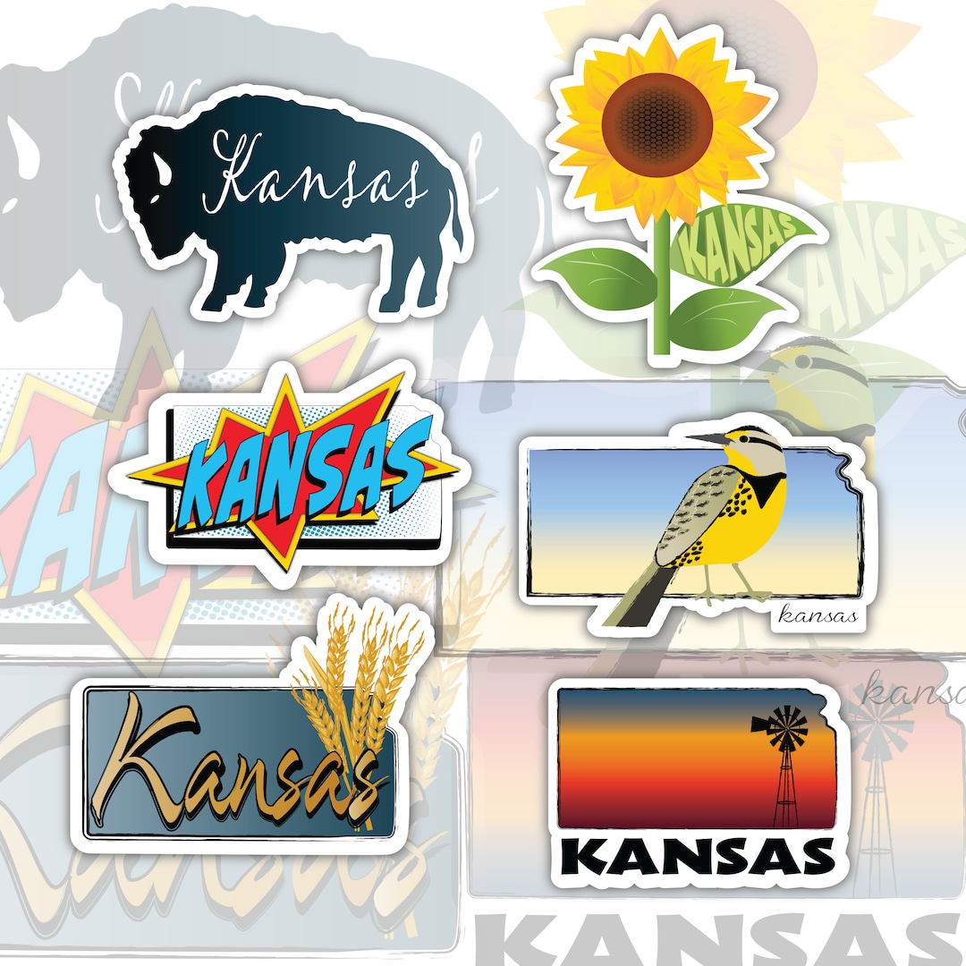 Kansas Themed Vinyl Stickers - 6 Sticker Set or Individual - Etsy