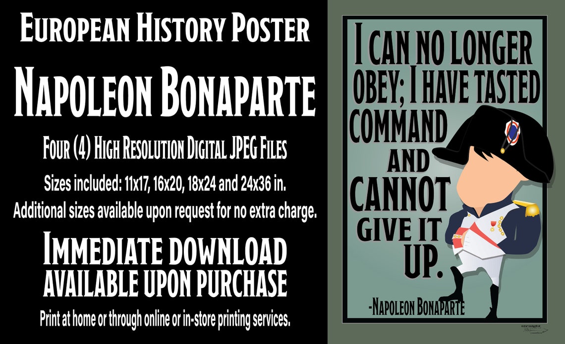 DIGITAL DOWNLOAD Napoleon Bonaparte Poster History Poster | Etsy