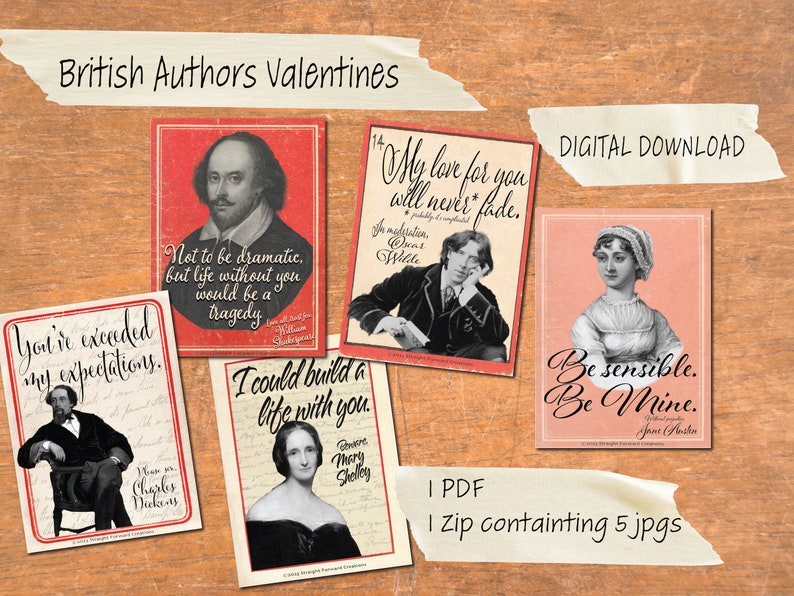DIGITAL DOWNLOAD - English Literature Valentines | Print at Home ...