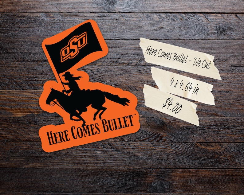 Here Comes Bullet Vinyl Sticker Licensed Oklahoma State - Etsy