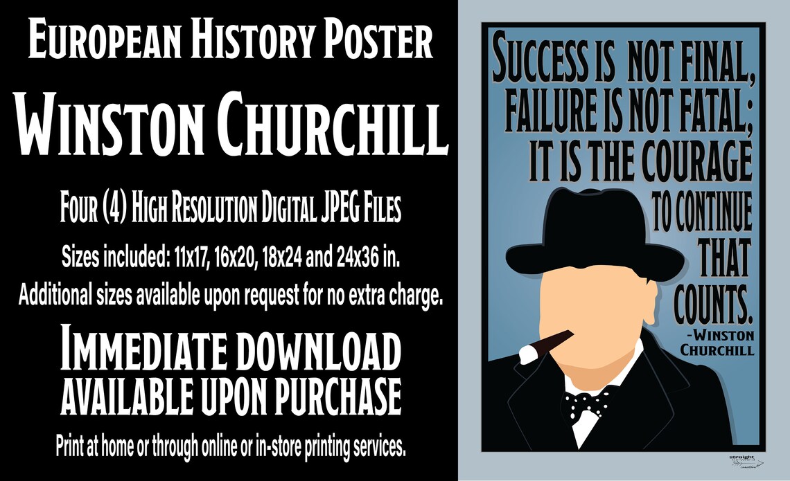 DIGITAL DOWNLOAD Winston Churchill Poster History Poster | Etsy