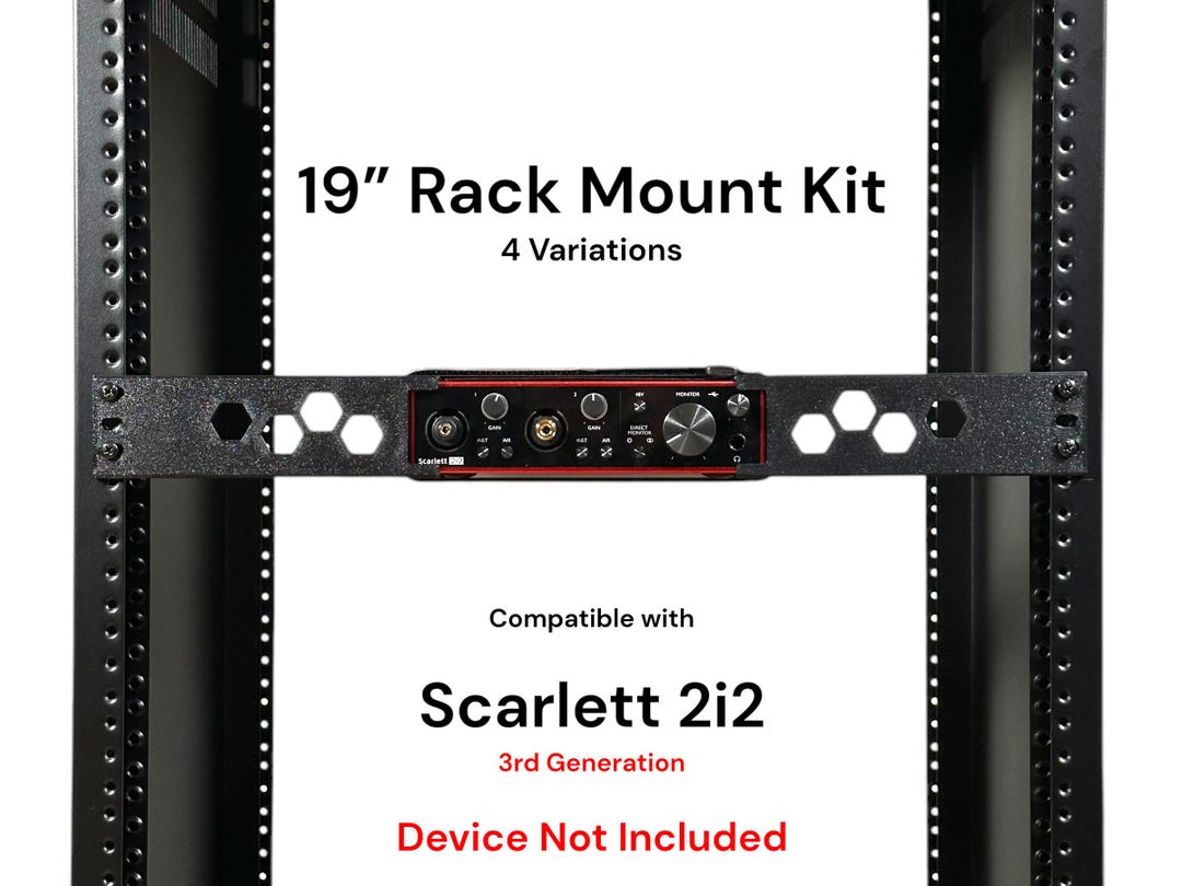 Rack Mount Kit for Focusrite Scarlett 2i2 3rd Gen - 19” 1.5U PETG Brackets With Straps, Studio ...