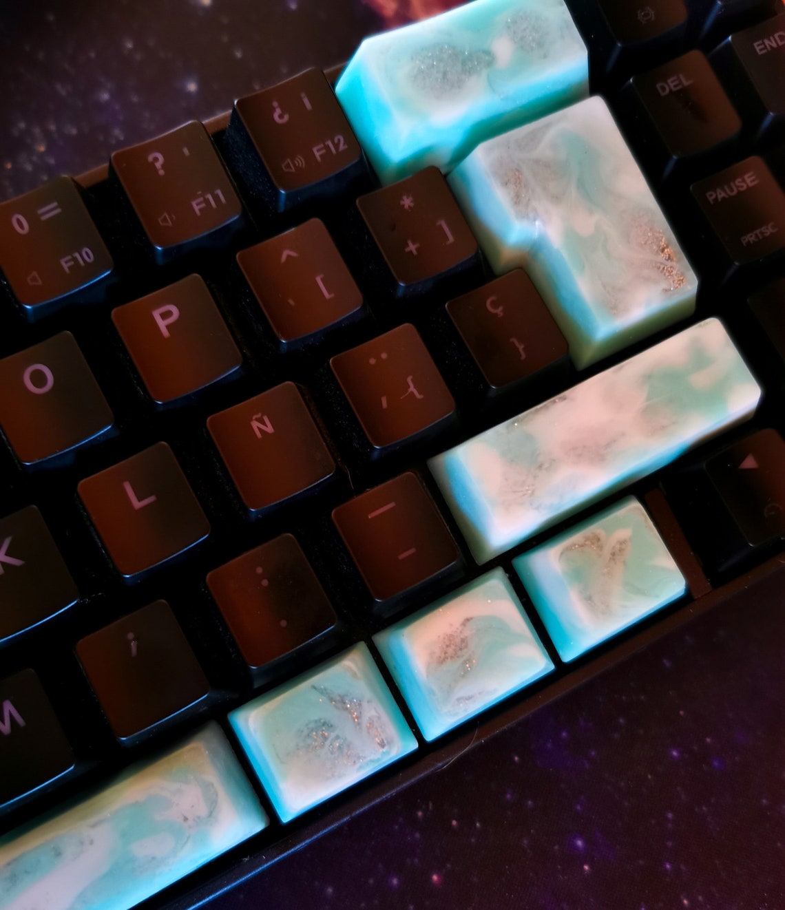 Artisan Keycap Cloudy Pink Resin Art Key Cap SA Profile for Cherry MX ...