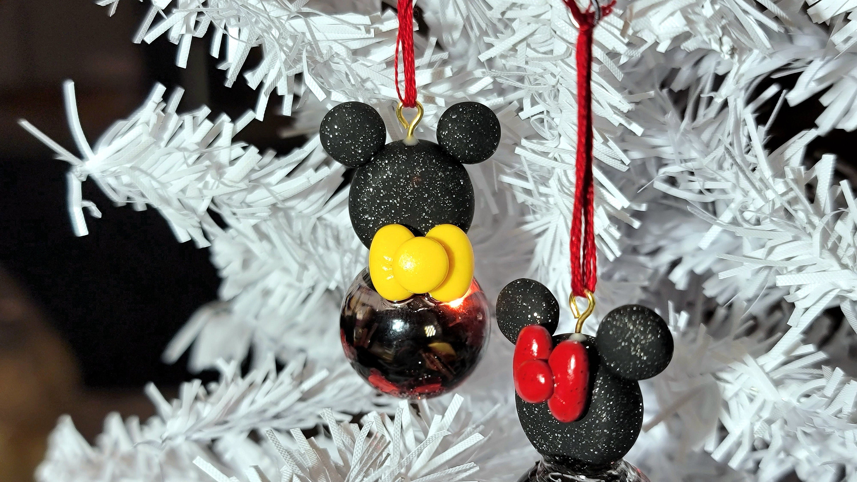 Mickey Mouse/minnie Mouse Holiday Ornament - Polymer Clay - Etsy