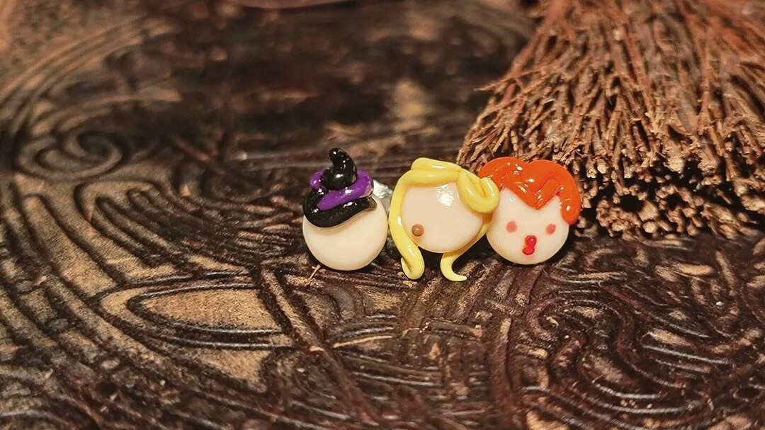 Sanderson Sisters, Hocus Pocus Stud Earrings set of Three Polymer Clay ...