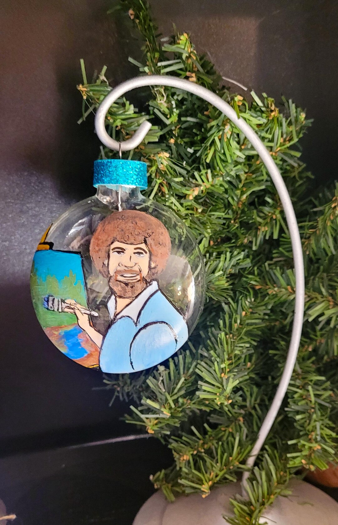 BOB ROSS Hand Painted Glass Ornament - Etsy