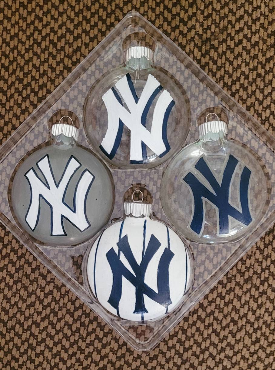 New York YANKEES NY Hand Painted Glass Ornaments Set of 4 Ornaments - Etsy