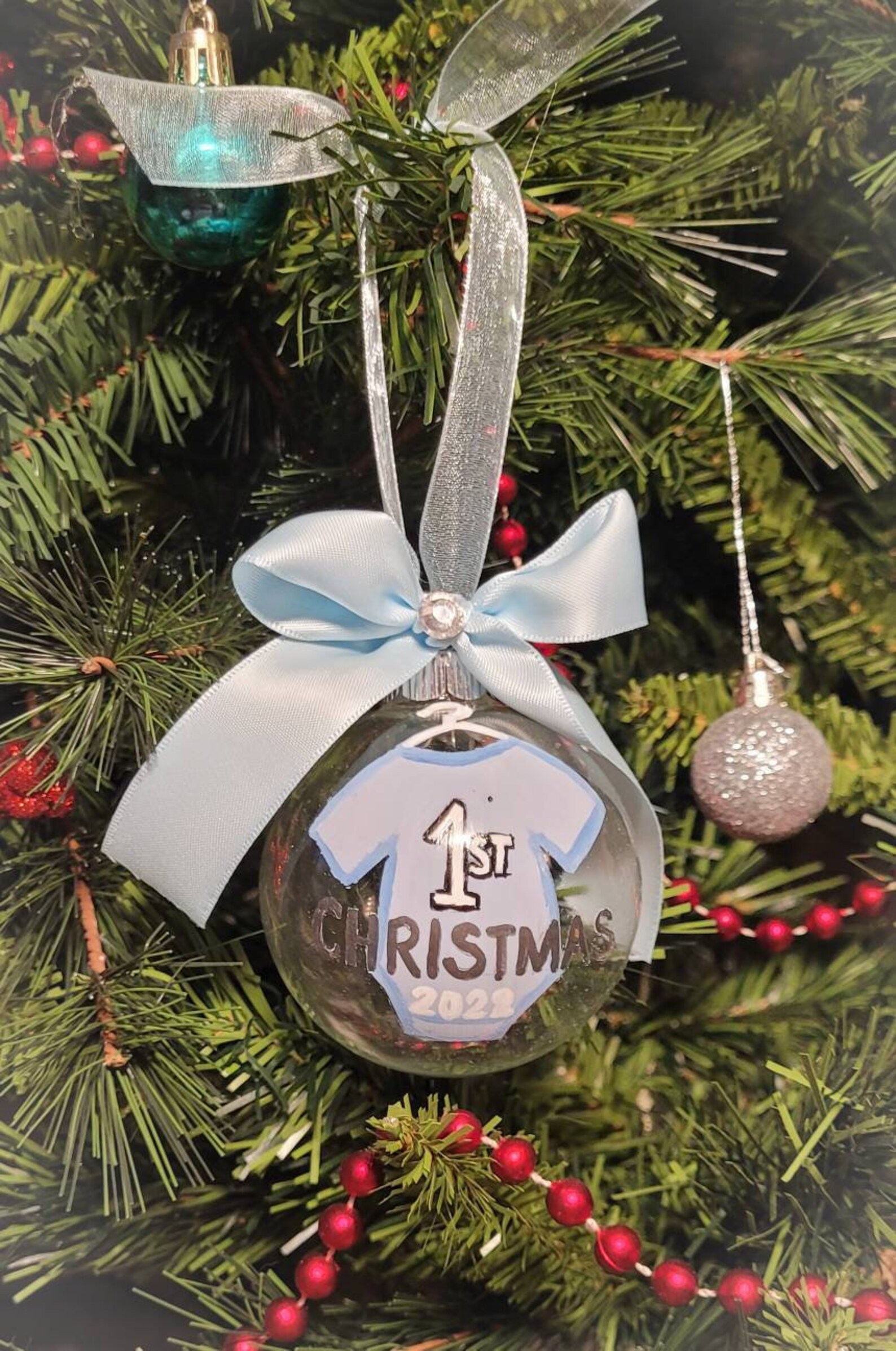 Baby First Christmas Handpainted Glass Ornament 2023 - Etsy