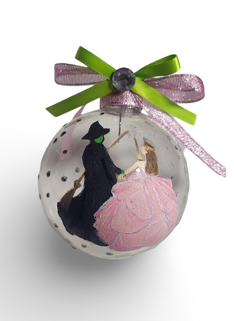 WICKED Hand Painted Glass Ornament Galinda and Elphaba - Etsy