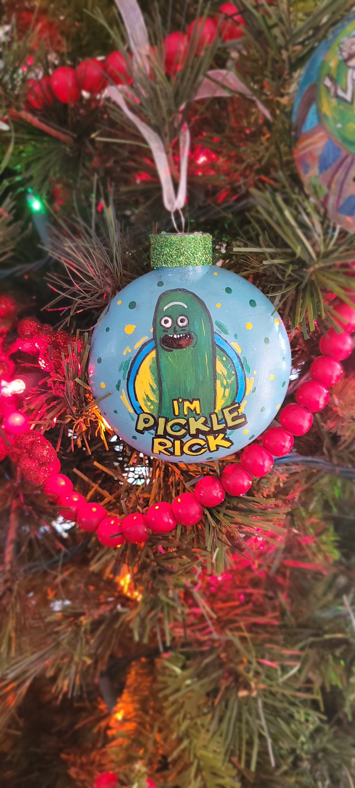 Rick and Morty Glass Pickle Rick Ornament Hand Painted - Etsy