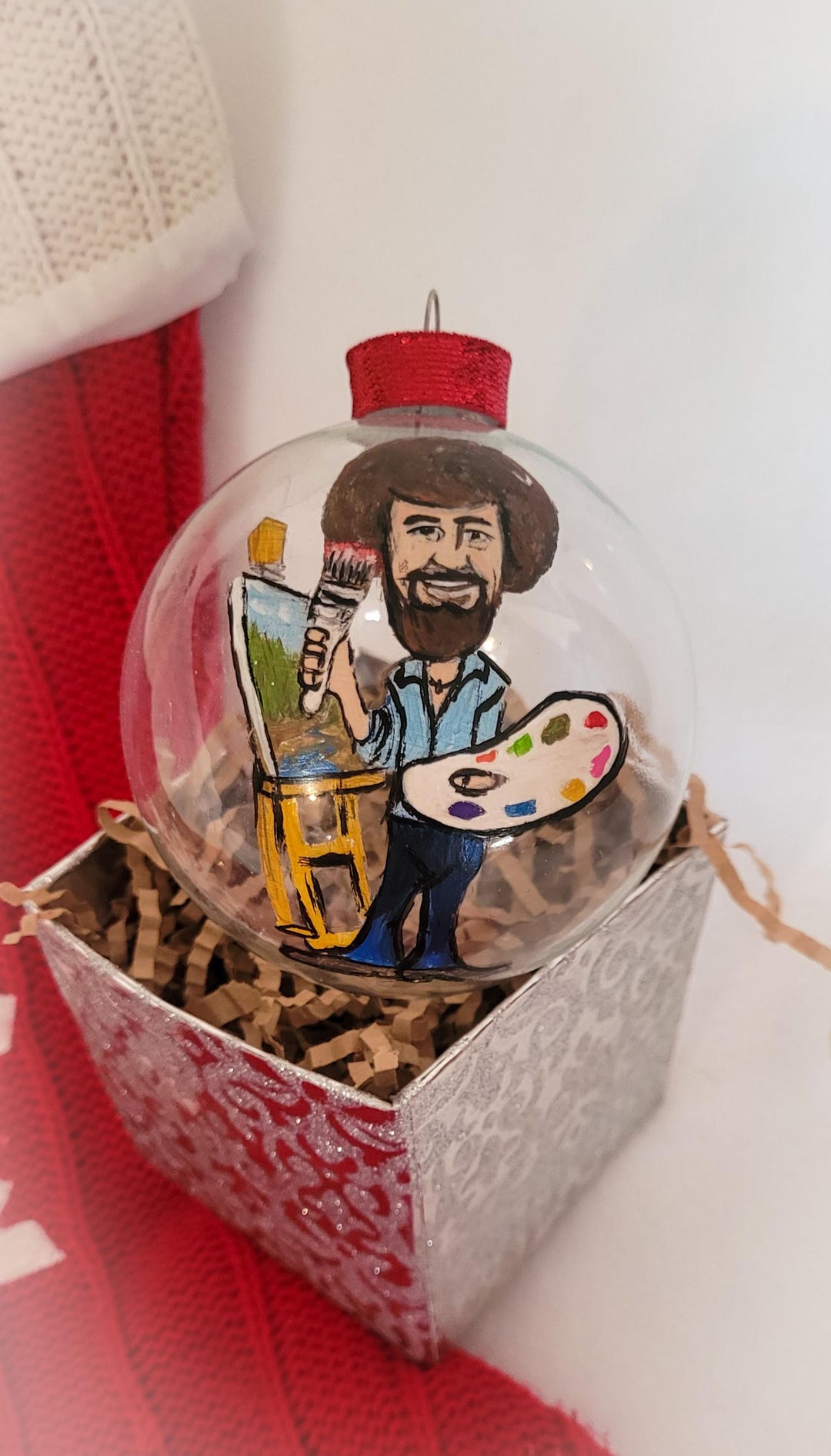 BOB ROSS Hand Painted Glass Ornament - Etsy