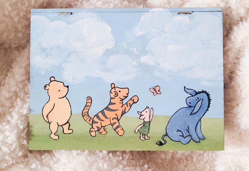 Hand-painted Winnie the Pooh Keepsake Box | Wooden Memory Box - Etsy