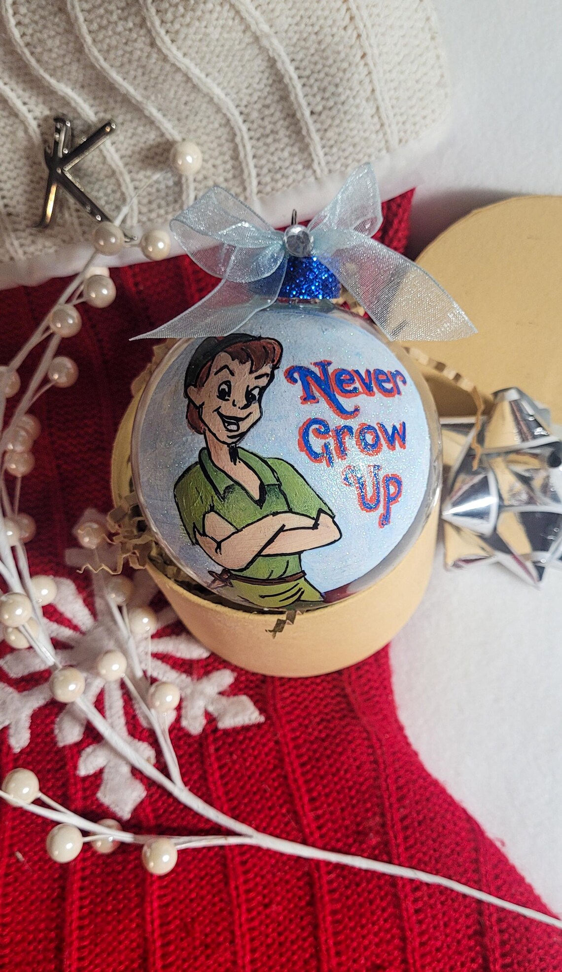 PETER PAN Never Grow up Glass Ornament | Souvenir | Keepsake ...