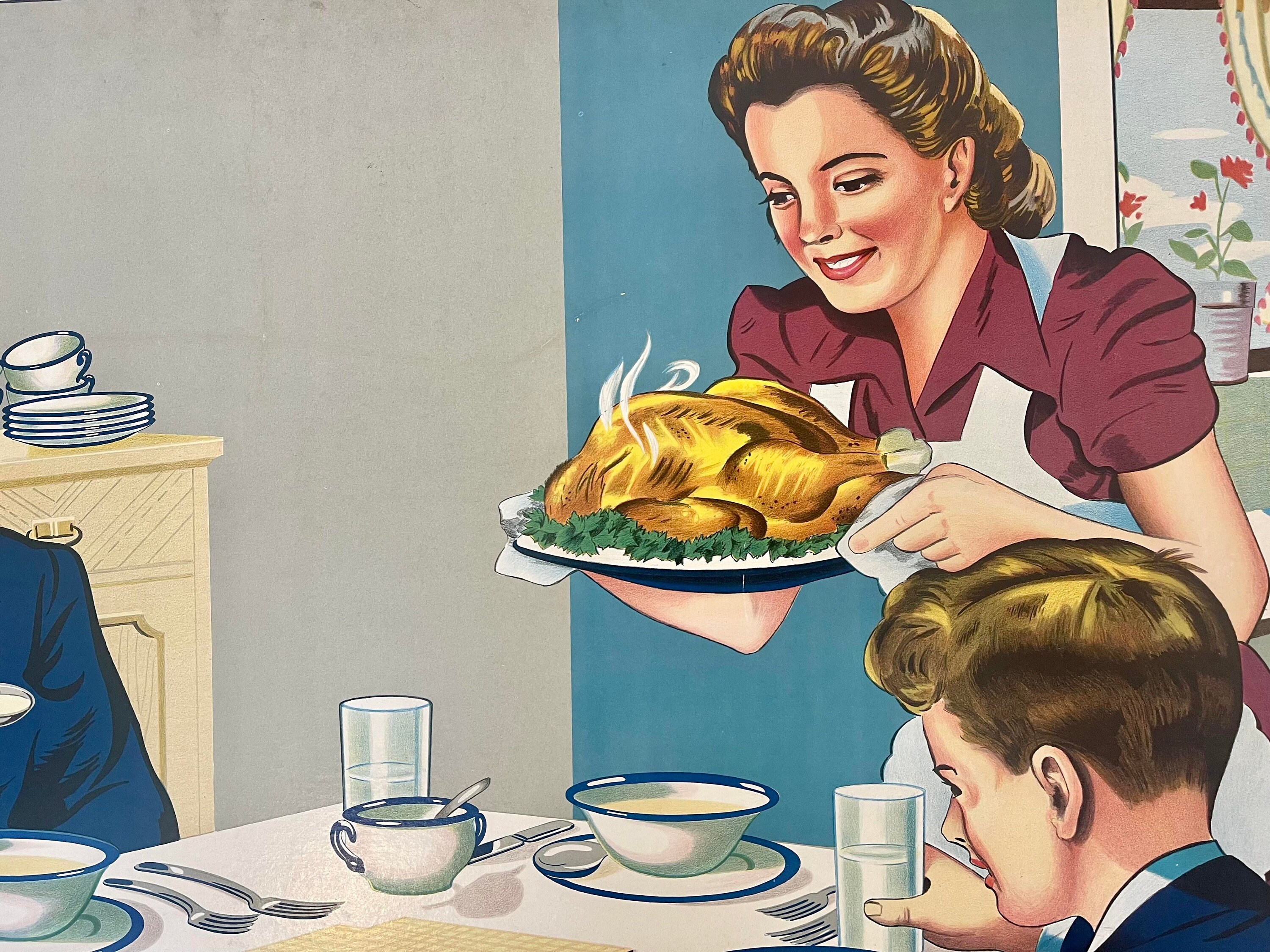 Vintage French-canadian Educational Poster Depicting Thanksgiving ...