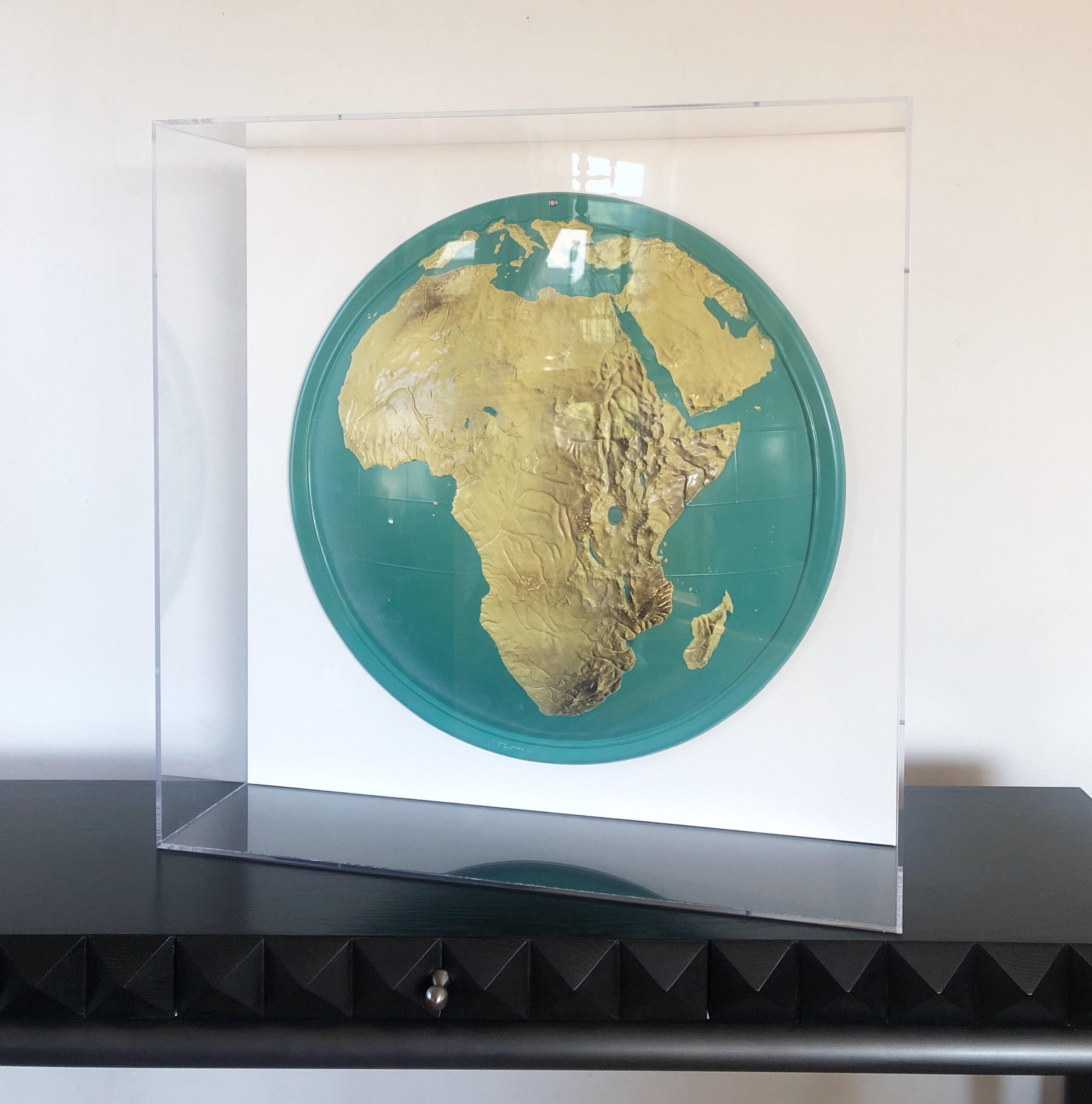Vintage Lucite Framed Topographical Map of Africa - Etsy