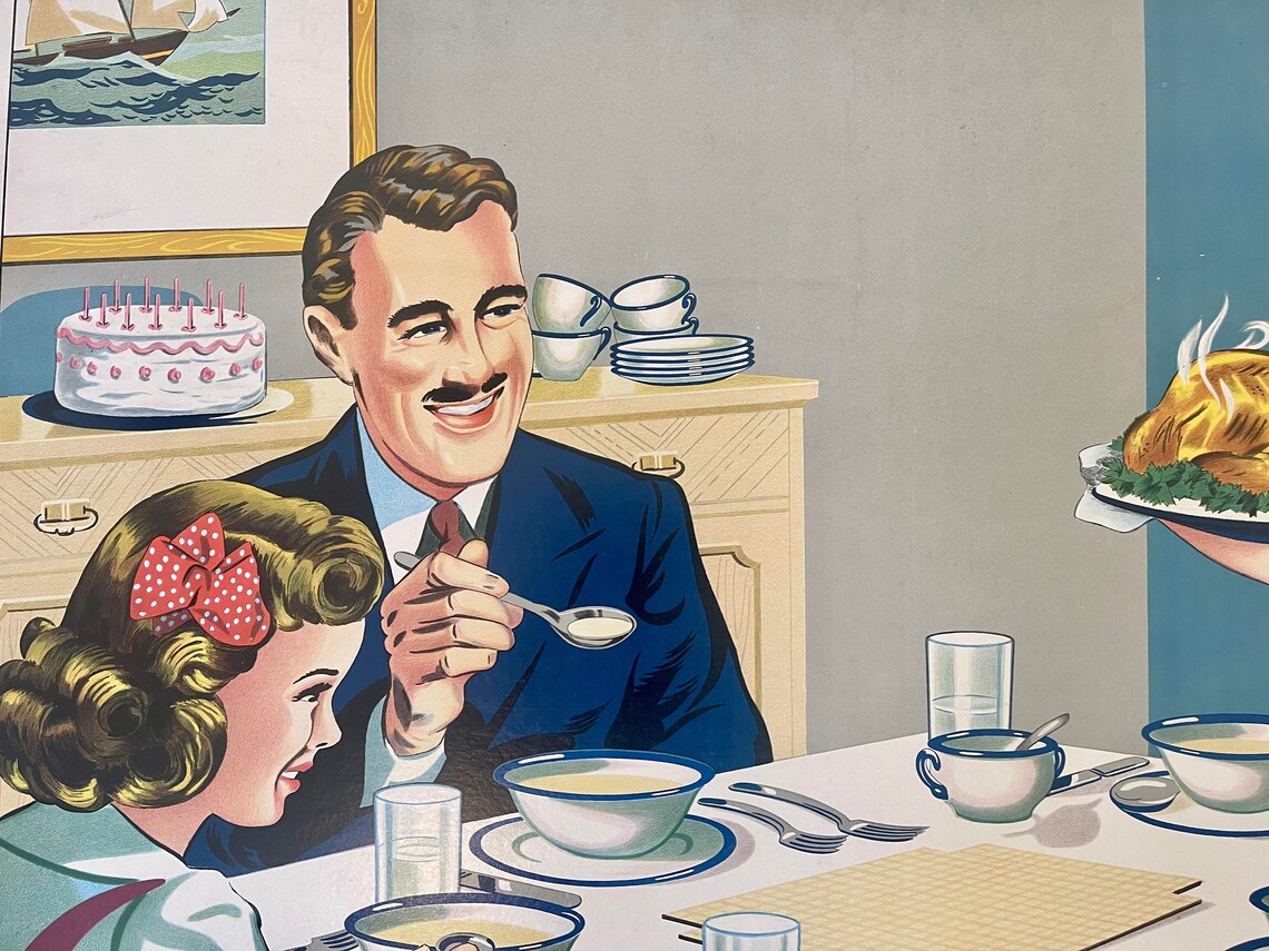 Vintage French-canadian Educational Poster Depicting Thanksgiving ...