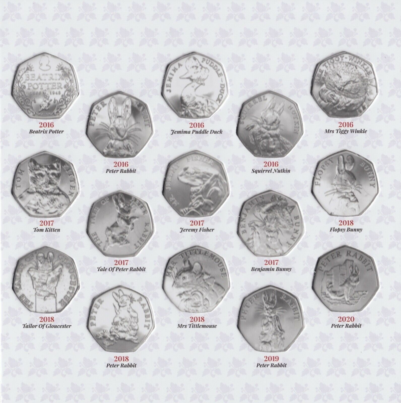 New 2020 Beatrix Potter 15 Coin Collectors 50p Album Peter Rabbit ...