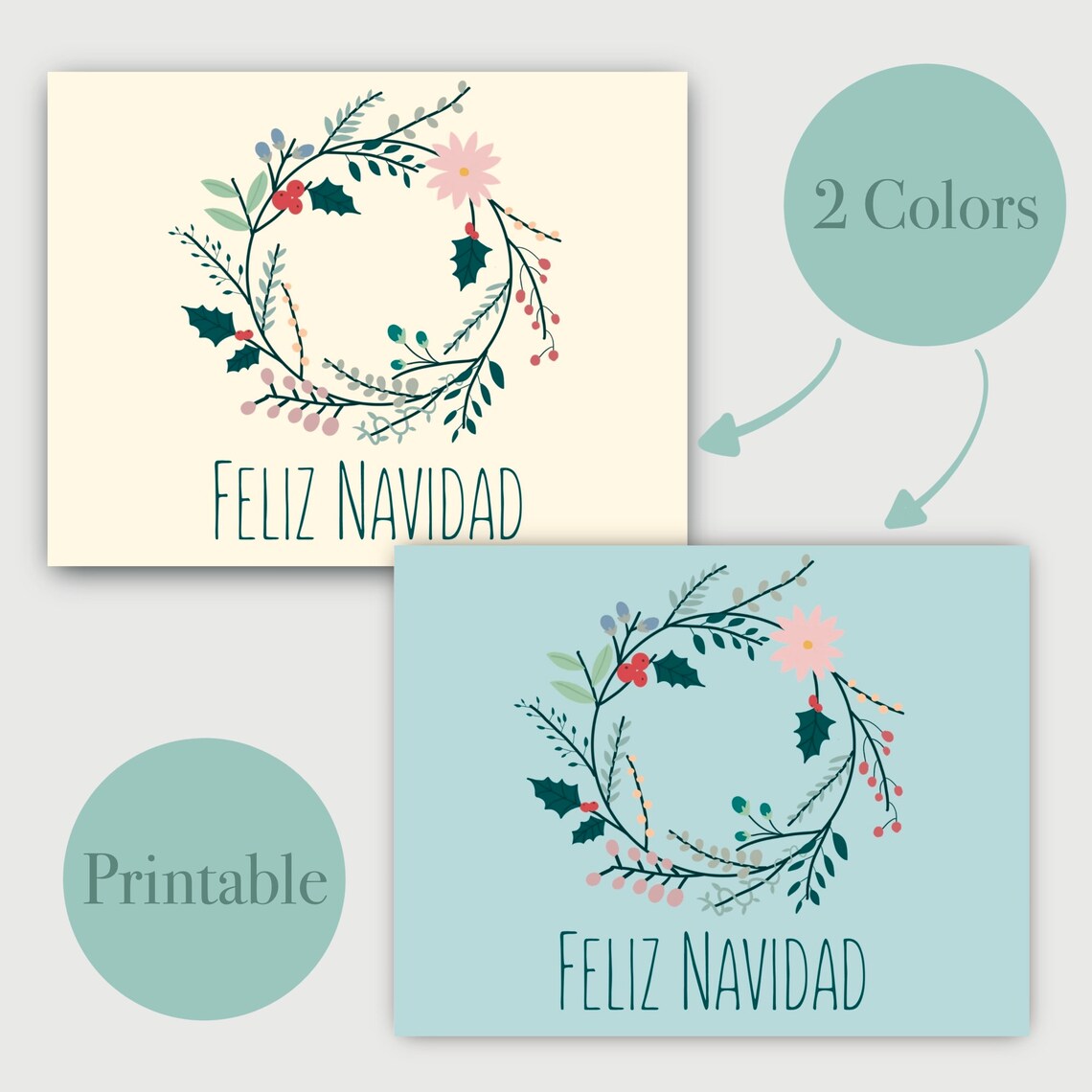 Feliz Navidad Cards Printable Card PDF. Merry Christmas | Etsy