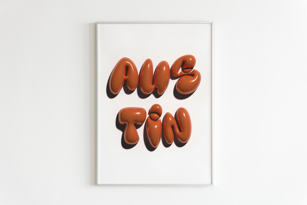 Austin Bubble Letter Print | 3D Austin Print - Etsy