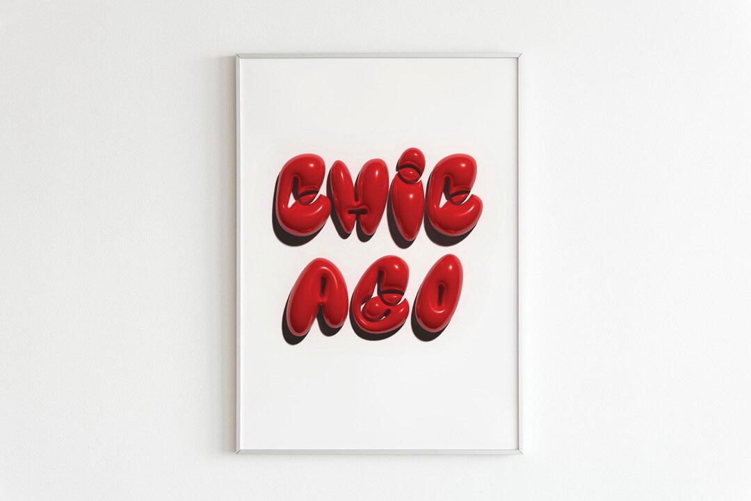 Chicago Bubble Letter Print | 3D Letter Print | Cool Chicago Print - Etsy