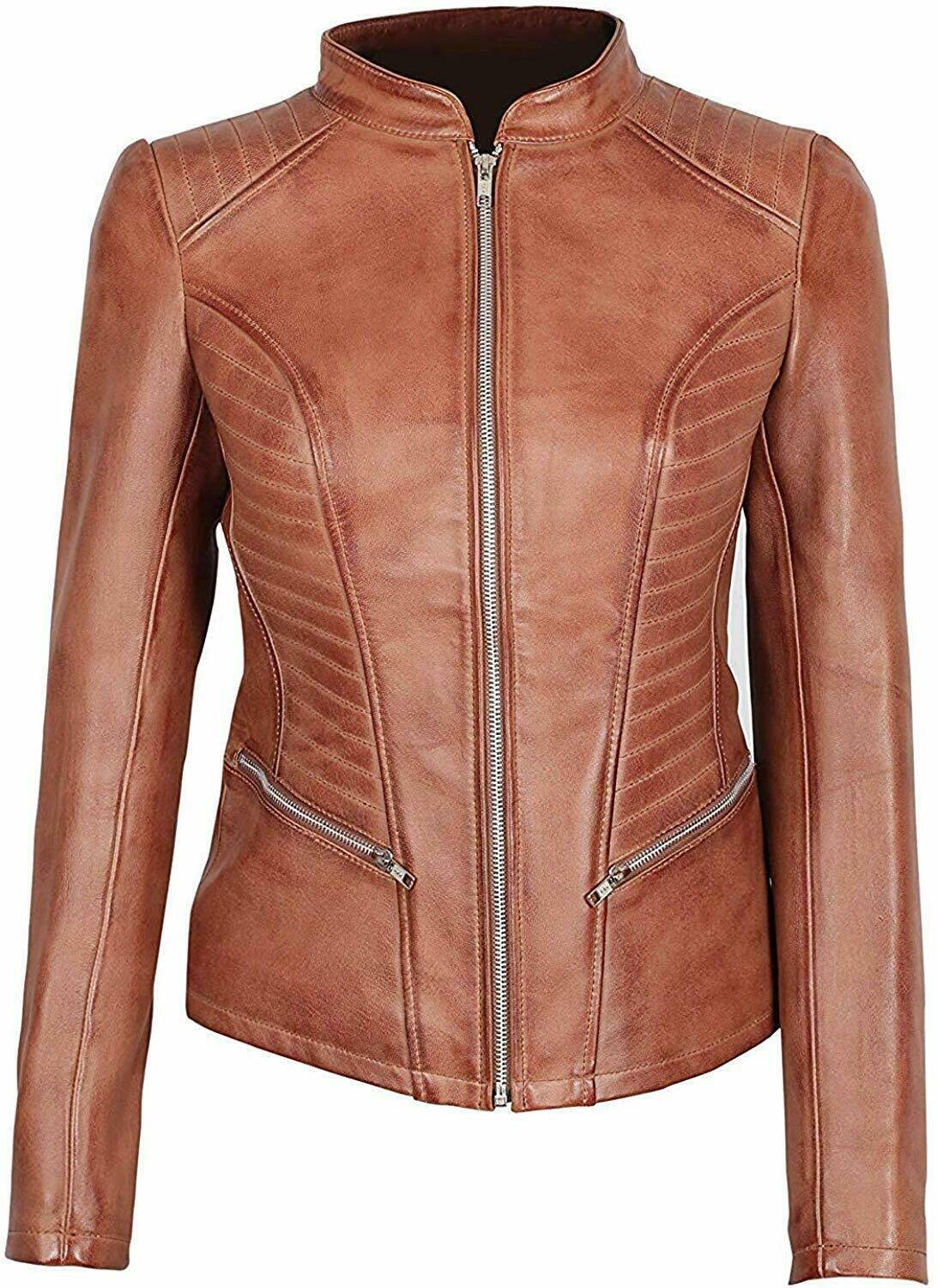 Chaqueta de cuero premium hecha a mano para mujer - Etsy España