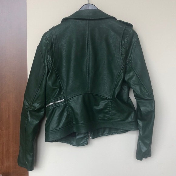 Like New Green Leather Jacket for Women's - Etsy