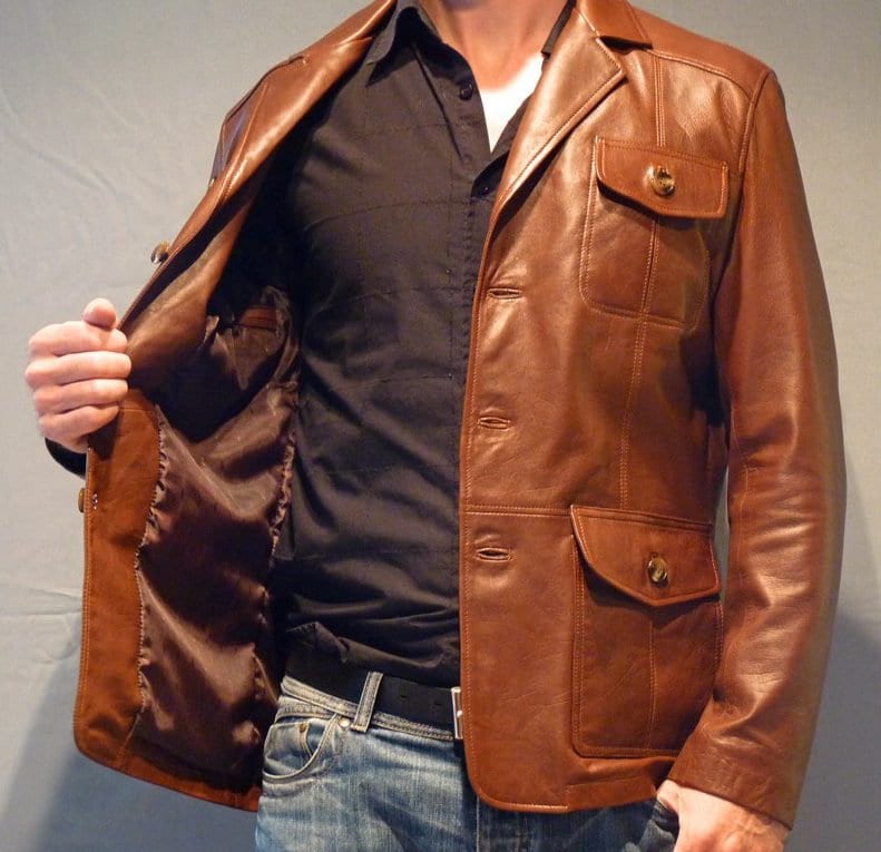 Men's Half Length Jacket in Light Brown Leather - Etsy