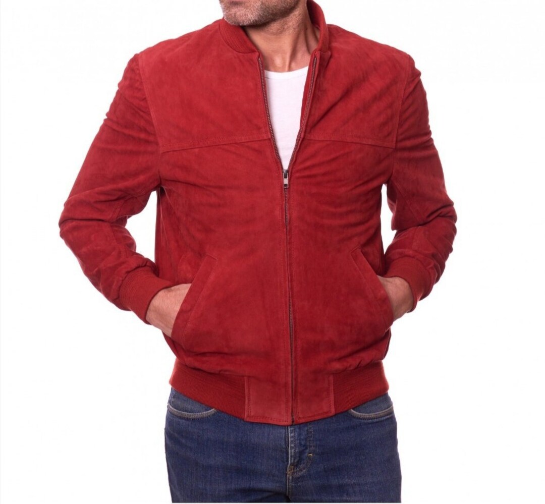 Suede Leather Red Colour Jacket for Mens and Womens - Etsy