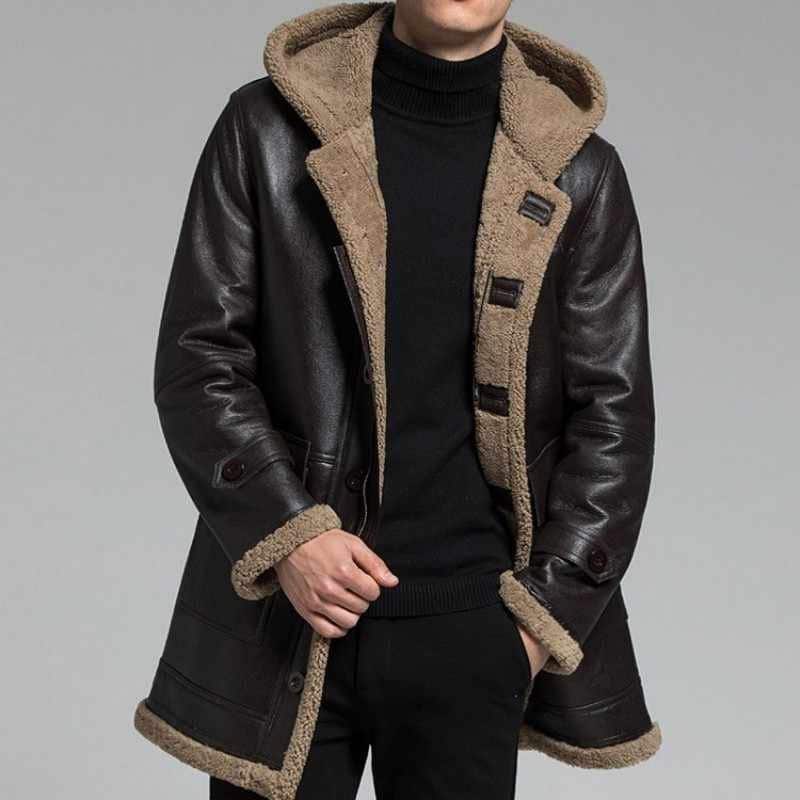 Mens Sheepskin Leather Coat Etsy
