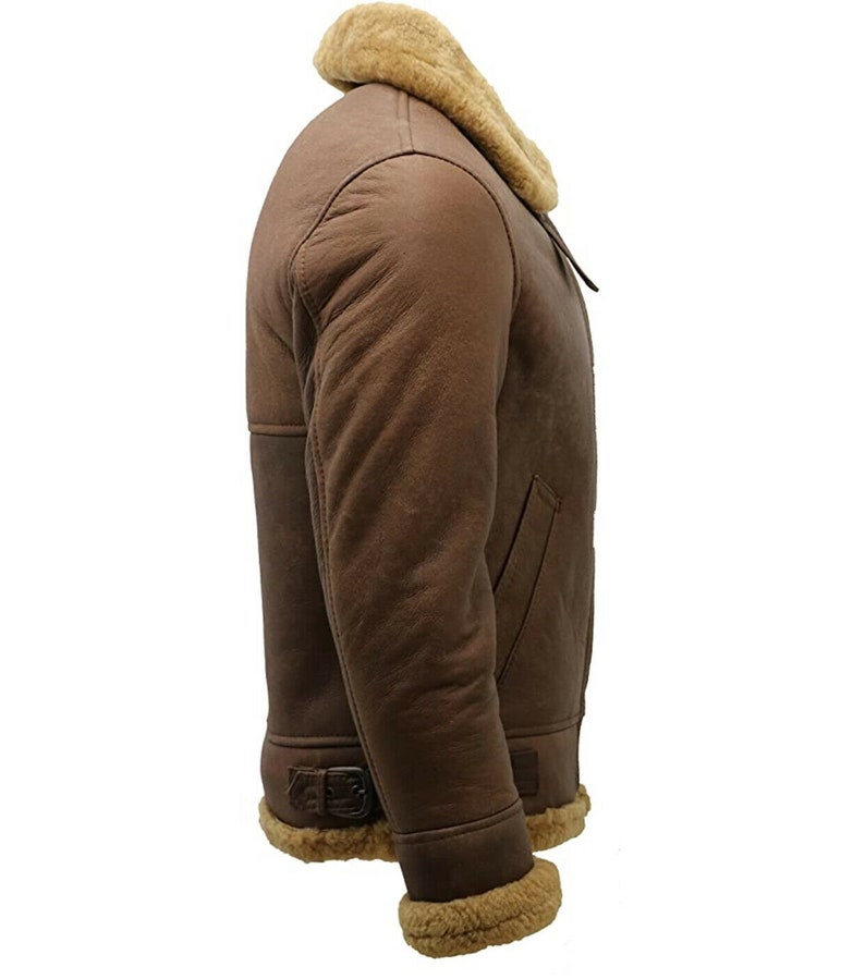 Aviator Shearling Flying Bomber Fur Sheepskin Original Leather Jacket ...