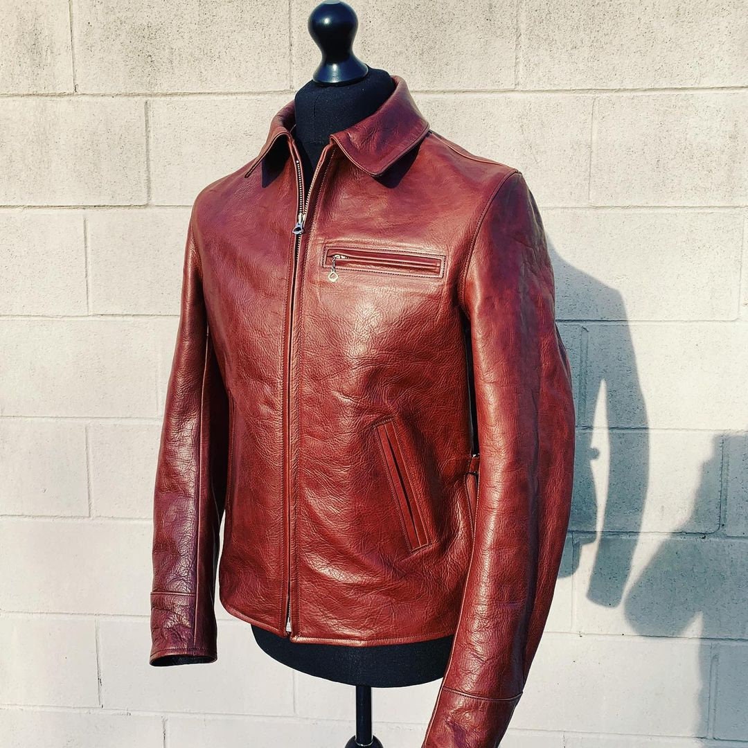 Cow Hide Brown Color Men Real Leather Jacket - Etsy