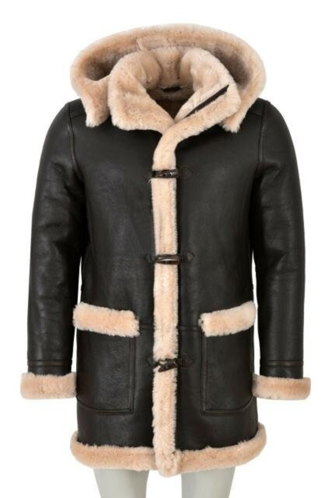 Synthetic Shearling Fur Sheep Skin Leather Coat and Jackets for Mens ...