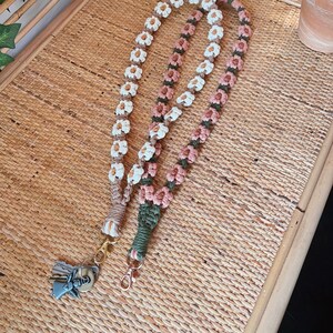 Flower Lanyard | Macrame Keychain | Macrame Daisy | Lanyard for Keys ...