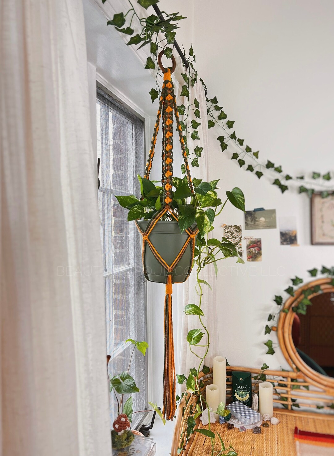 Long Macrame Plant Hanger: Granny Square Crochet, Retro Home Decor - Etsy
