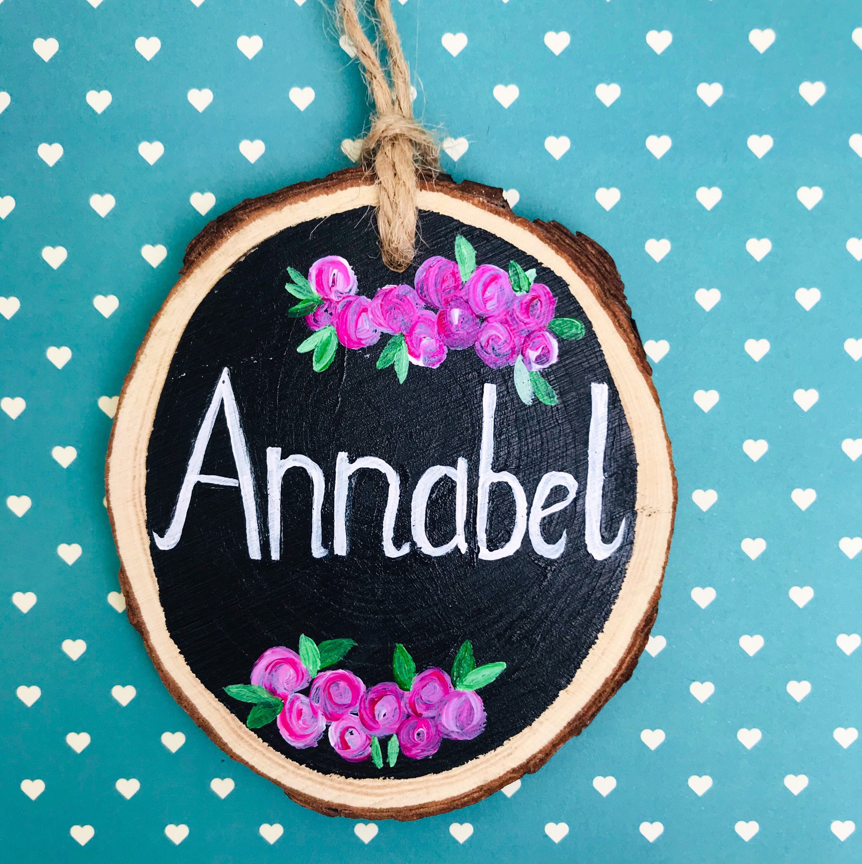 Hand Painted Personalised Name Hanging Wood Slice - Etsy