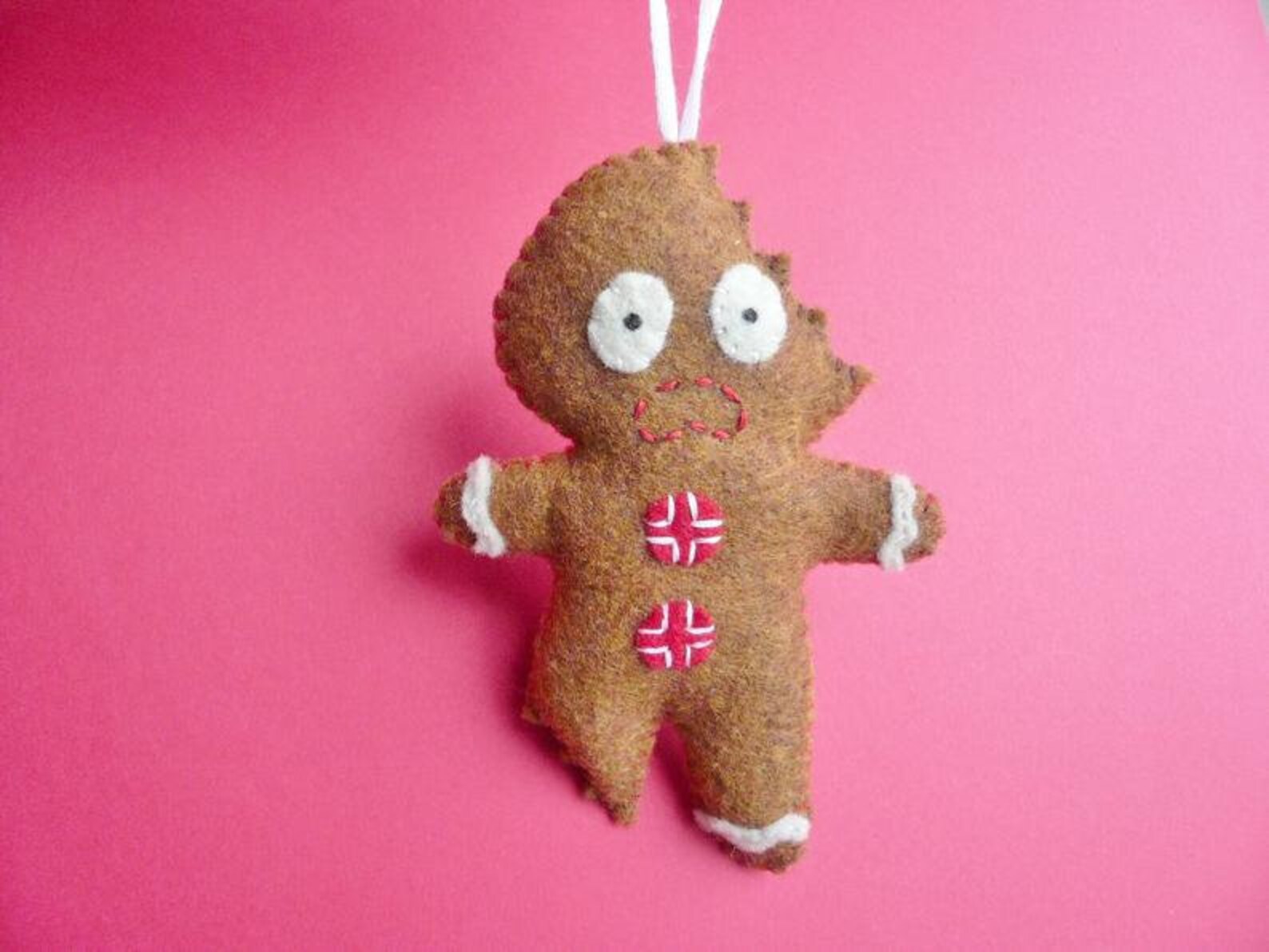 Terrified Gingerbread Man Felt Ornament - Funny Gifts - Holiday Tree ...