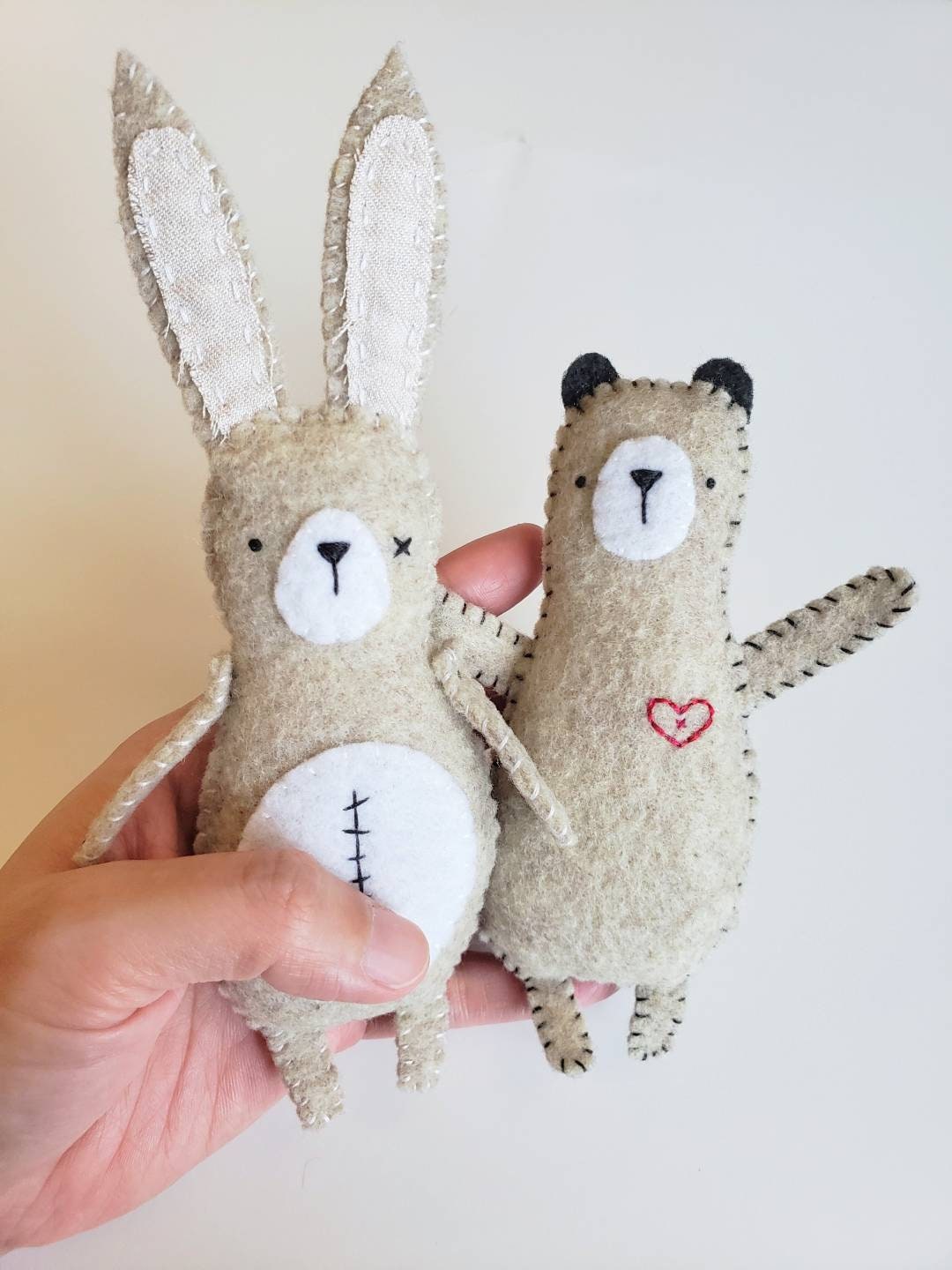 Vintage Style Rabbit and Bear Art Doll Decor Nursery Decor | Etsy