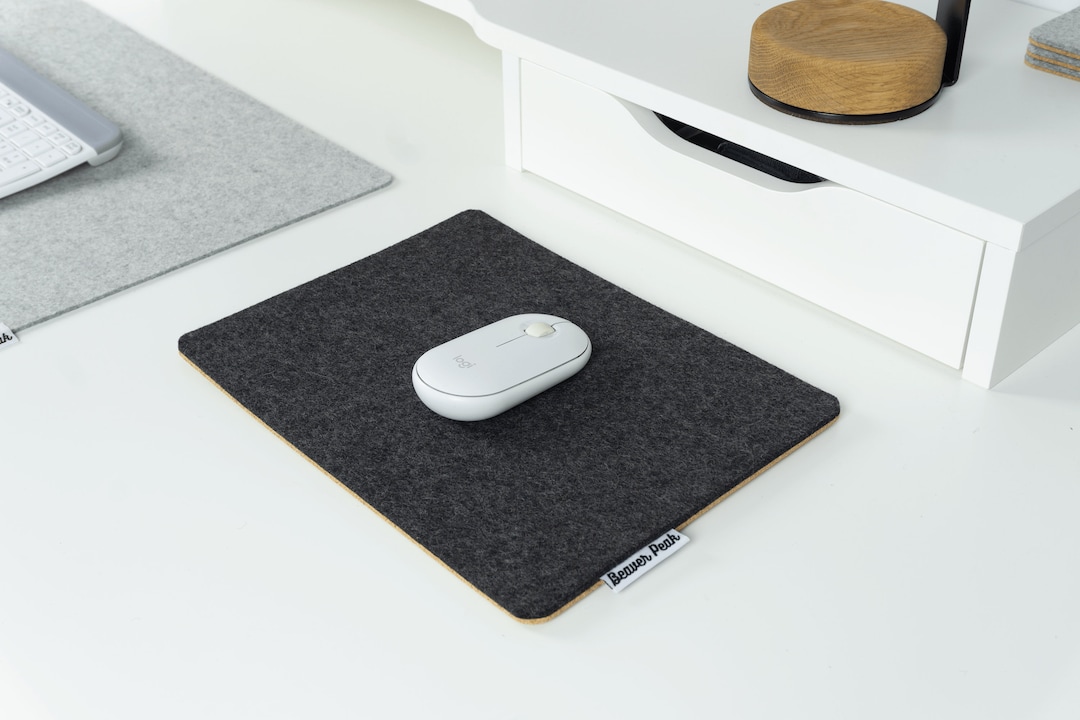 Mouse Pad - Wool and Cork, Felt and Cork Mouse Pad, Antimicrobial ...