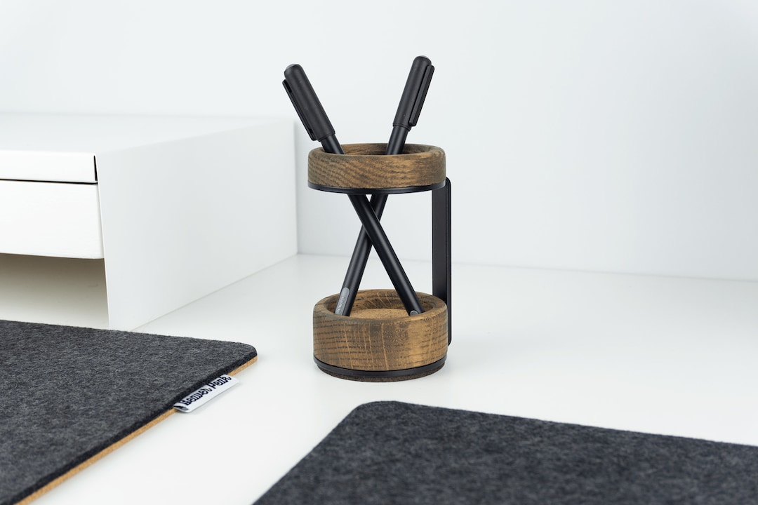 Minimal Pen Stand, Pen Stand Wood, Wood Pen Cup, Pencil Organizer, Home ...