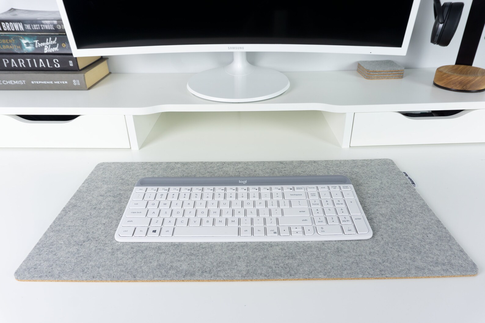 Felt and Cork Desk Mat Wool and Cork Desk Mat Wool Desk Pad - Etsy