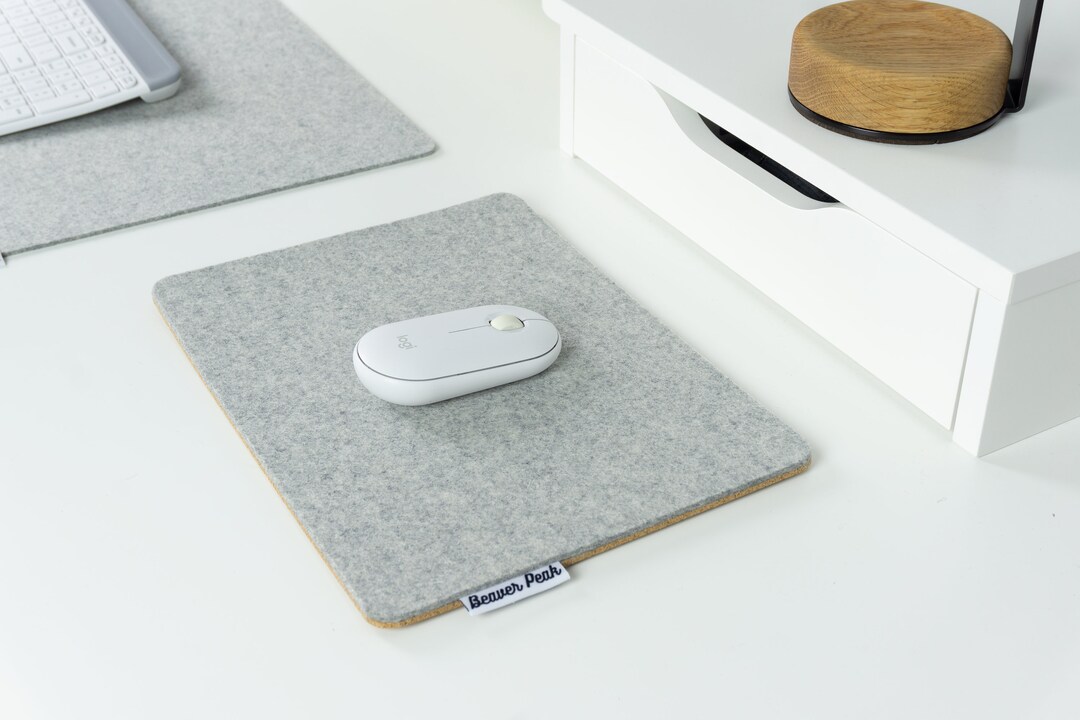 Wool Mousepad Wool Felt and Cork Mouse Pad, Antimicrobial Merino Wool ...