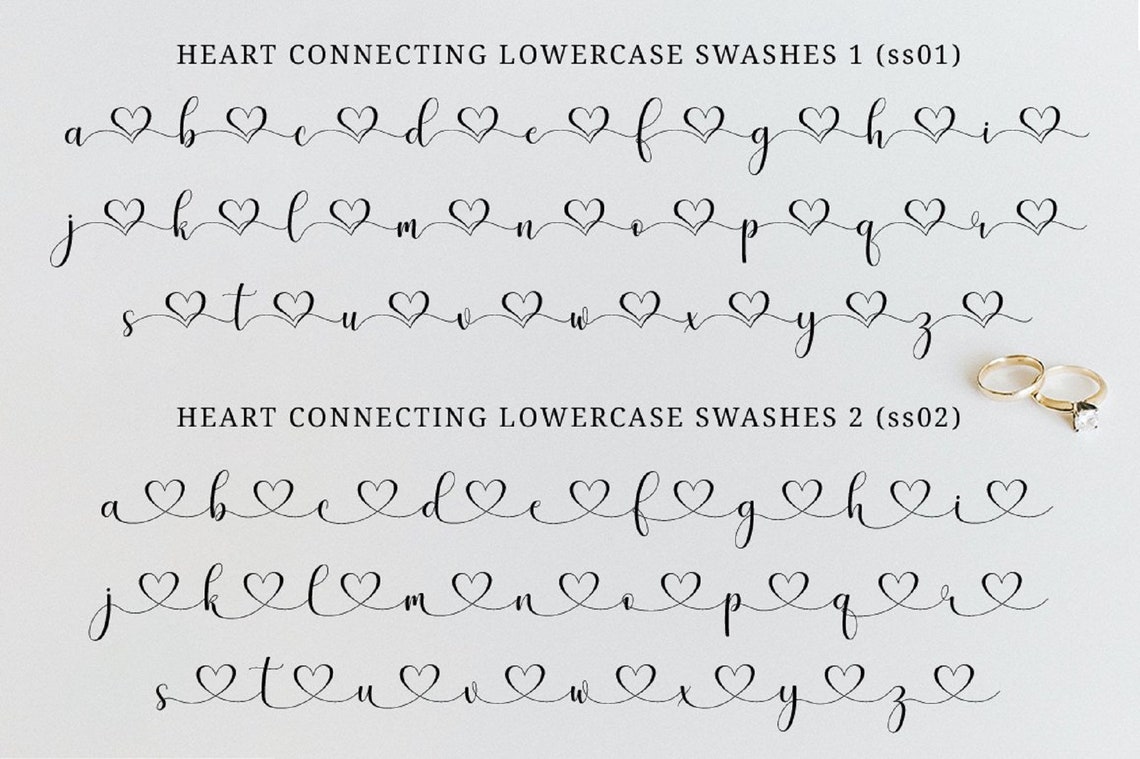 Heart Connect Font Script Font Calligraphy Font Font with | Etsy
