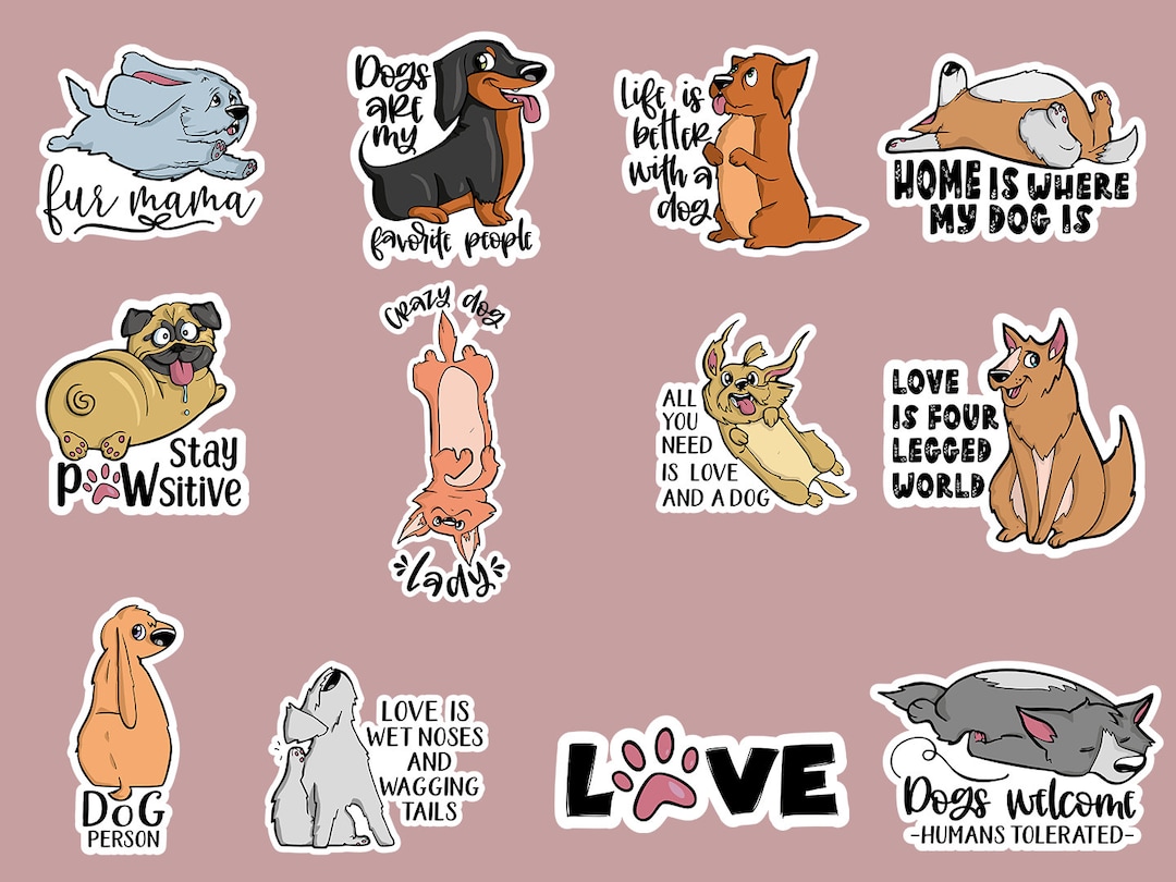 Cute Dog Love Sticker Pack, Hydro Flask Stickers, Stickers for Ipad ...