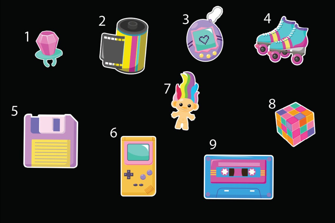 Retro 90s Themed Stickers 90s Party Stickers Stickers for - Etsy
