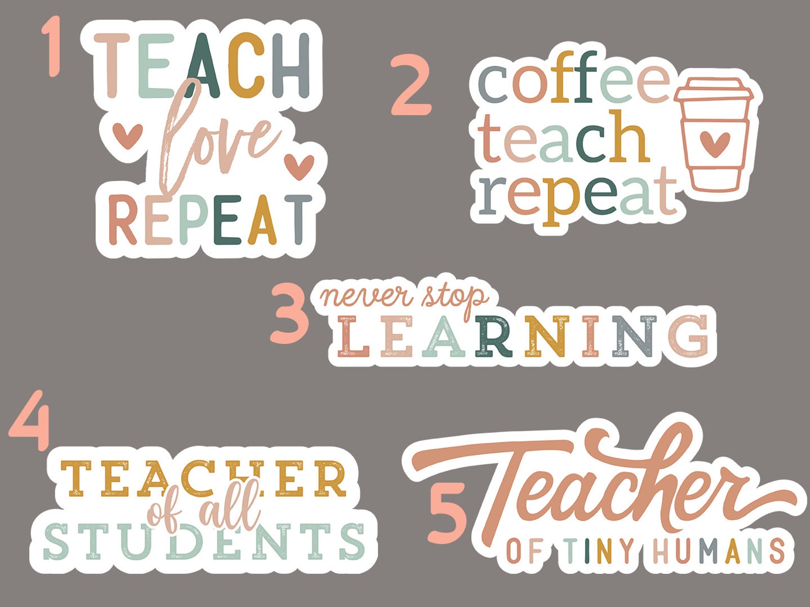 Teacher Vinyl Stickers Cute Sticker Pack Teacher Gifts - Etsy