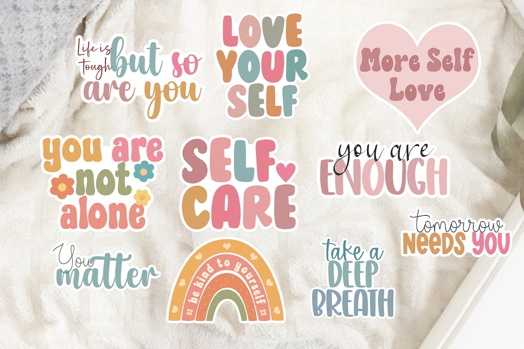 Mental Health Sticker Set, Positivity, Vinyl Stickers Waterproof, Cute ...