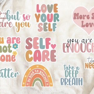 Mental Health Sticker Set, Positivity, Vinyl Stickers Waterproof, Cute ...
